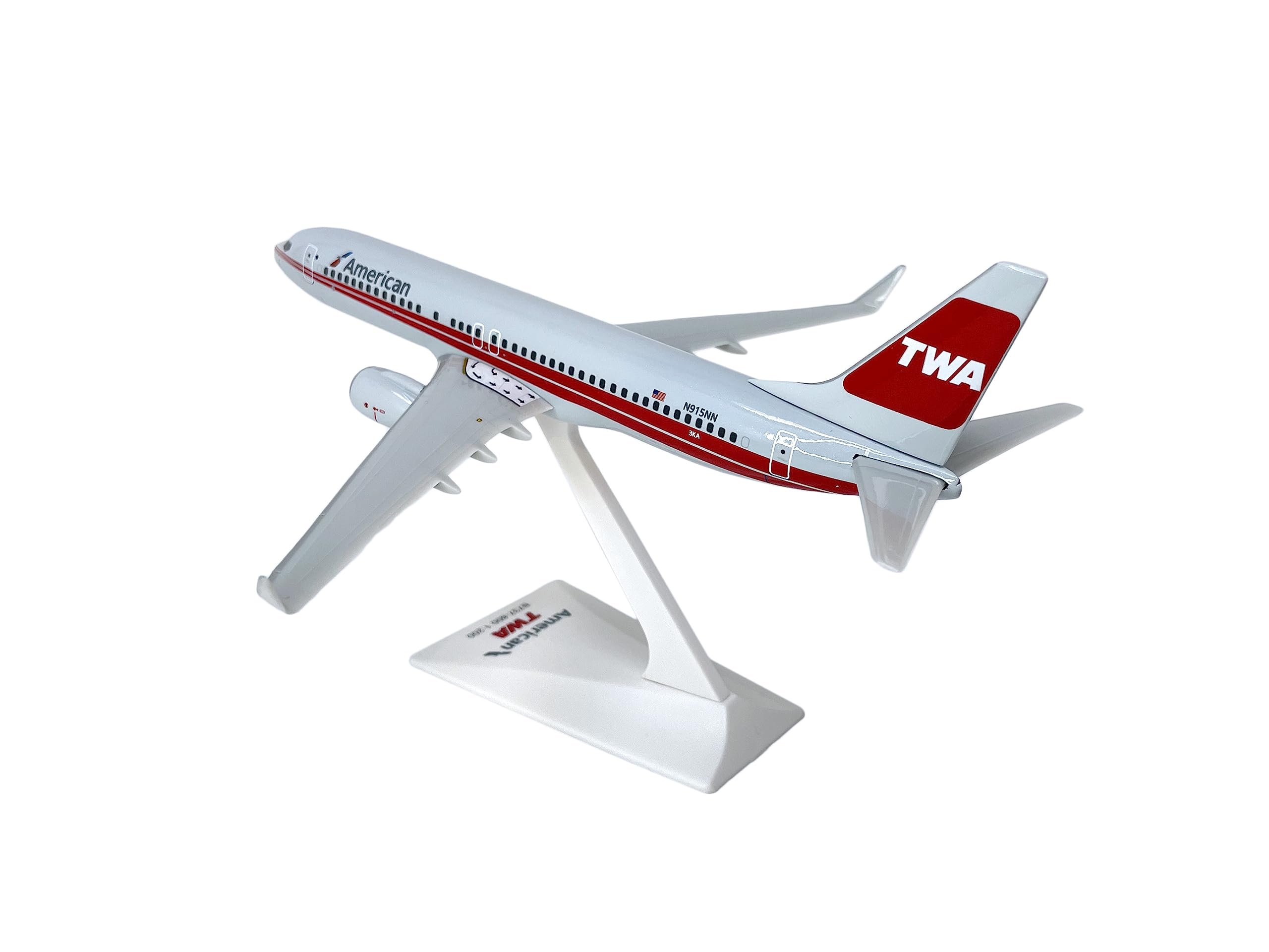 Flight Miniatures American TWA 737-800 1:200 Scale - Plastic Snap-Fit Model Airplane - Collectible Replica of American TWA Airlines Part #ABO-73780H-035