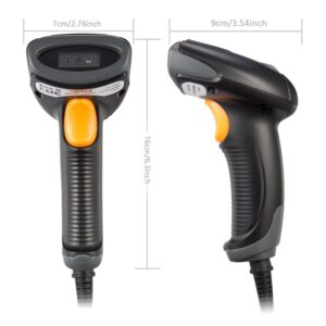 Bluehresy 2D Barcode Scanner USB Wired 1D 2D Datamatrix PDF417 QR Code Handheld Reader for Screen and Printed Bar Code Scan, Works with Windows Mac and Linux PC POS