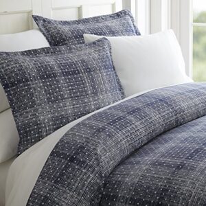 Simply Soft Ultra Soft Polkadot Patterned 3 Piece Duvet Cover Set, Queen, Navy