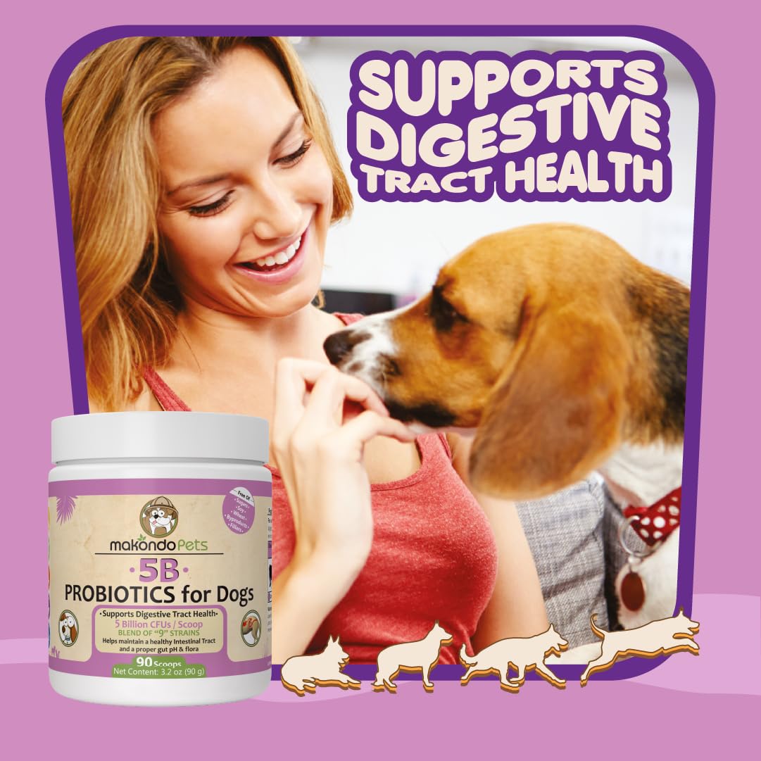 Probiotics for Dogs & Puppies–Extra Strength 9 Species, 5 Billion CFU per Scoop of Dog Probiotics and Digestive Enzymes for Dogs. Support Fiber for Dogs & Dog Allergy Relief– Powder Probiotic for Dogs