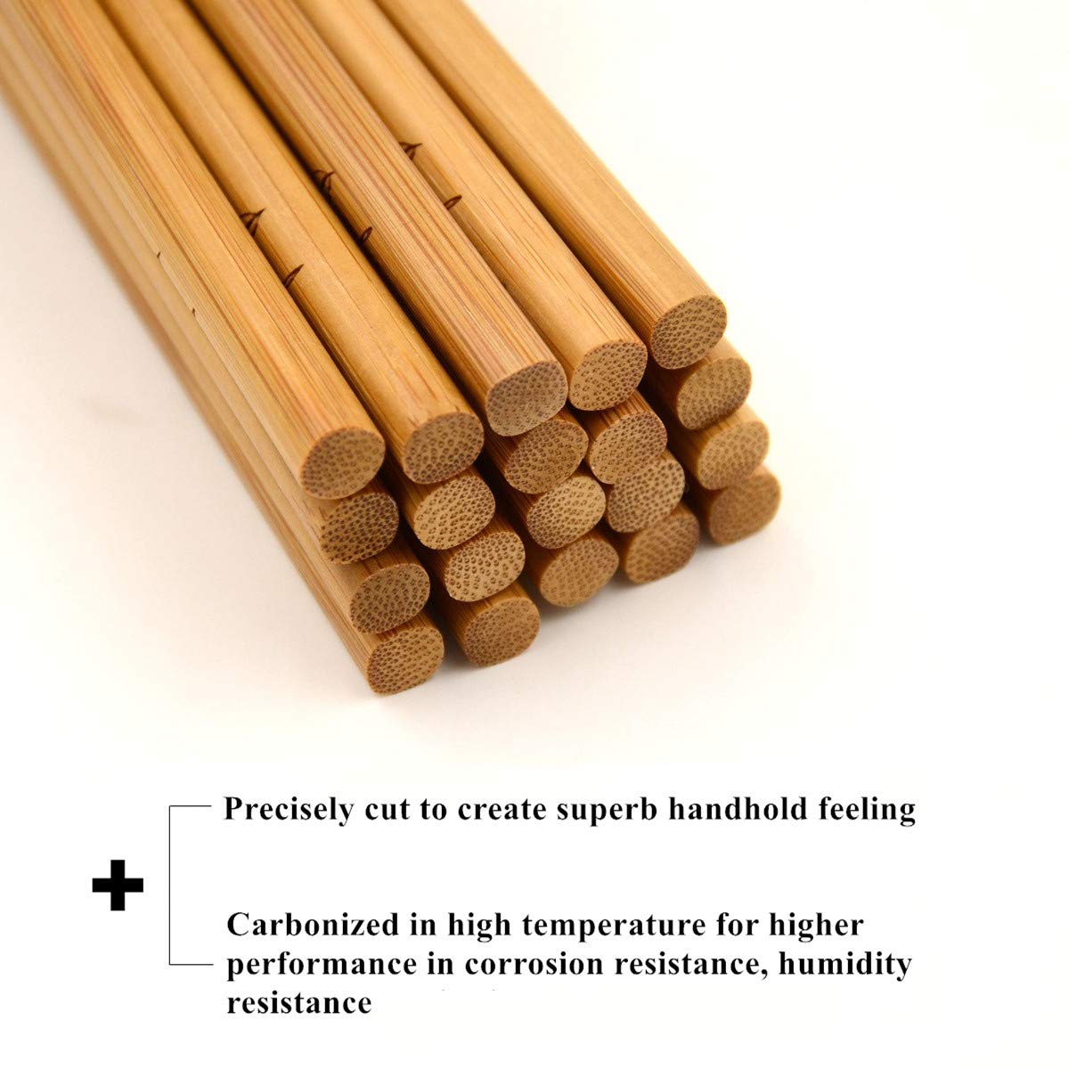 Bamber 10 Pairs Reusable Bamboo Chopsticks Set, 10 Inches Long Chopstick, Japanese Style