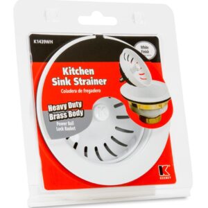 Keeney K1439WH Deep Thread Cast Brass Kitchen Sink Strainer, 3.5-Inch Opening, White