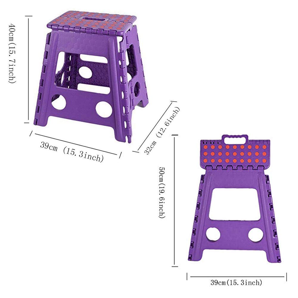 Livebest 15'' Folding Step Stool with Carrying Handle for Kids and Adults,Kitchen and Garden,Hold up to 300lbs