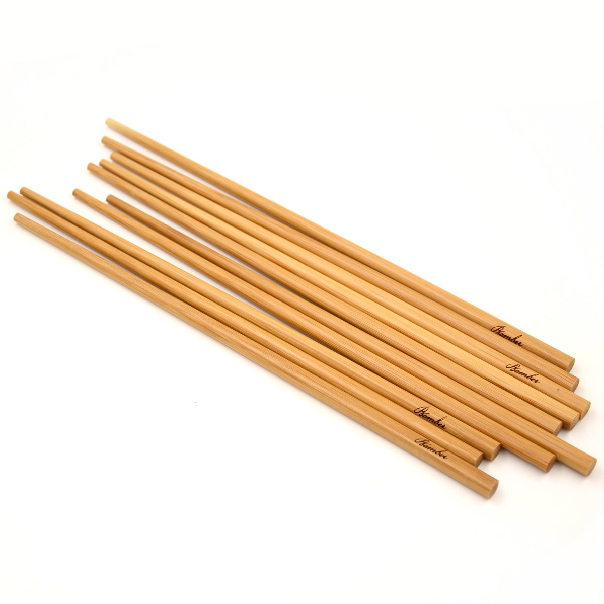 Bamber 10 Pairs Reusable Bamboo Chopsticks Set, 10 Inches Long Chopstick, Japanese Style