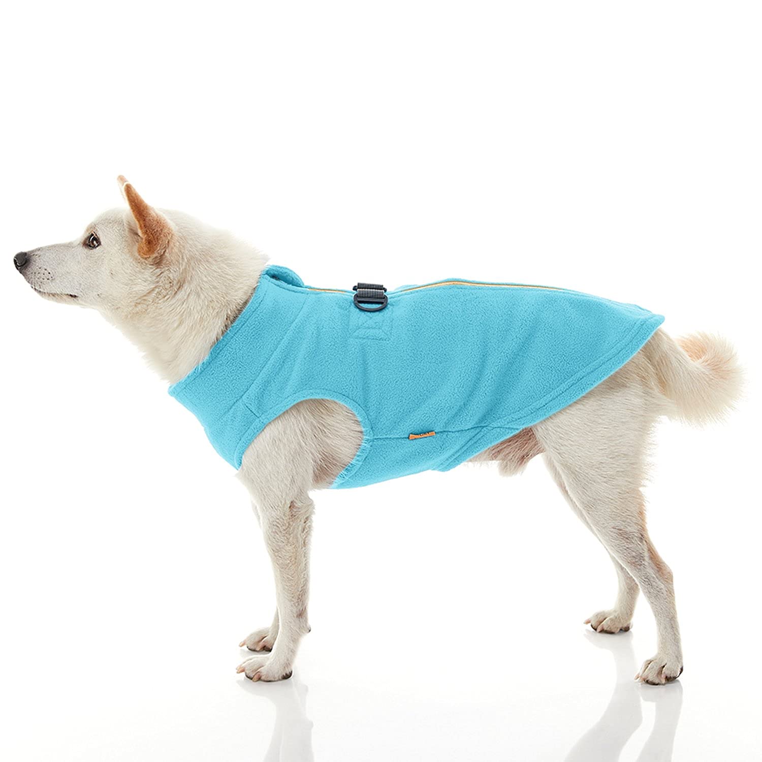 Gooby Zip Up Fleece Dog Sweater - Turquoise, Large - Warm Pullover Fleece Step-in Dog Jacket with Dual D Ring Leash - Winter Small Dog Sweater - Dog Clothes for Small Dogs Boy and Medium Dogs