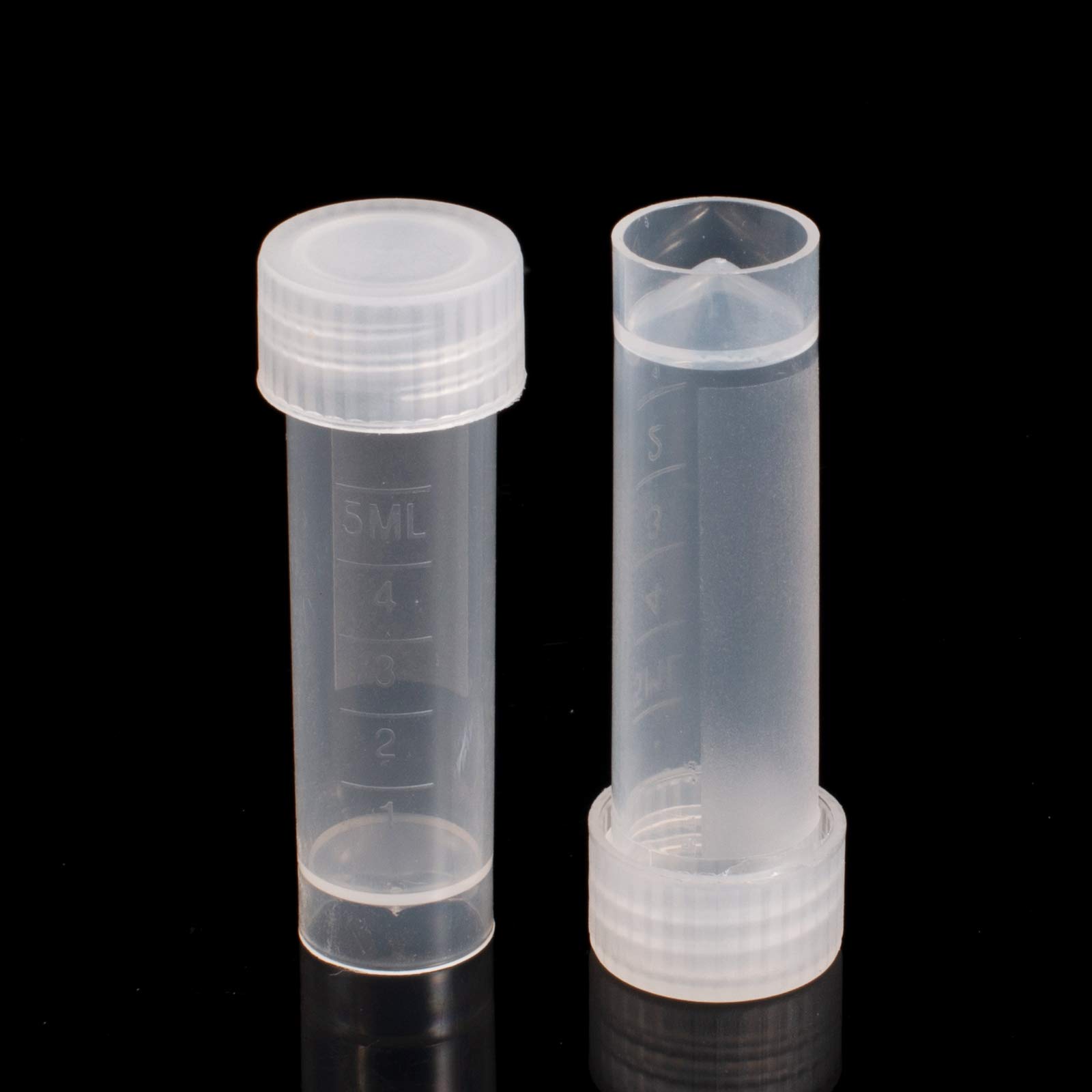 Eowpower 50 Pieces 5 ml Plastic Sample Bottle Vial Storage Container for Laboratory Lab