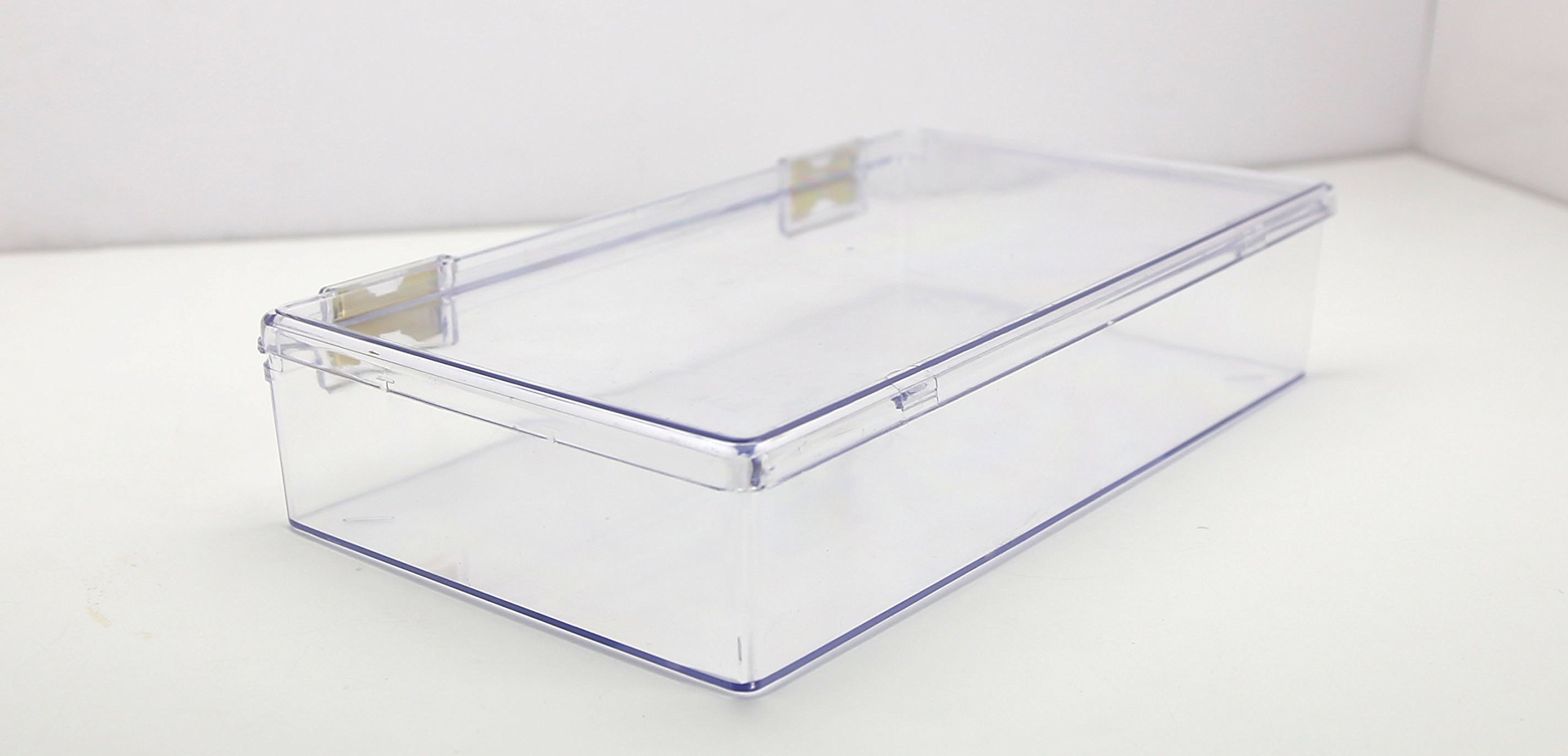 Clear Hinged Plastic Box 10 3/8" L x 6" W x 2" H - 1 Piece Per Pack