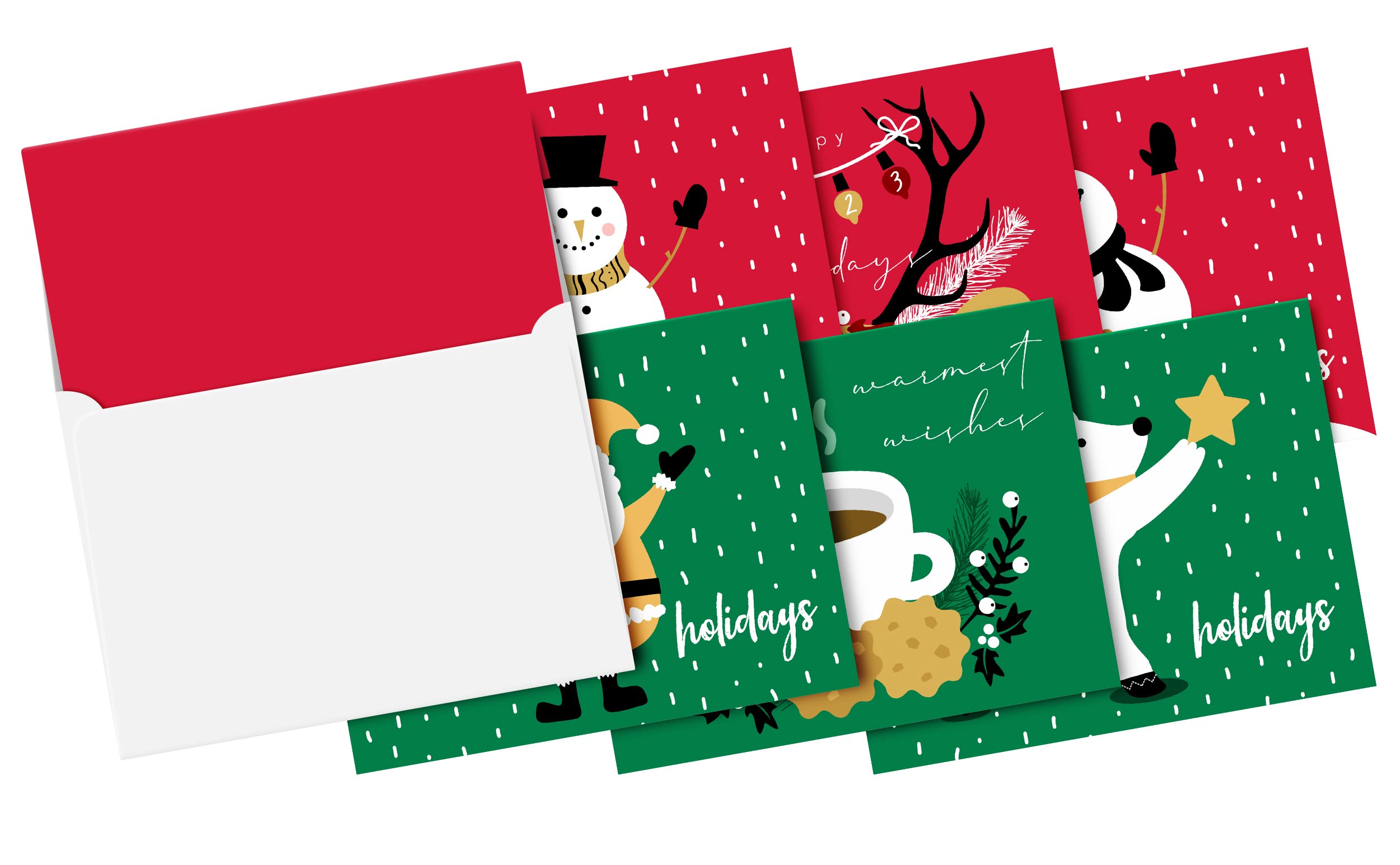 2025 Blank Christmas Cards – 25 Red and 25 Green 4.25" x 5.5" Cards, 50 White Envelopes - Great for Holiday and New Year Greetings, Invitations, Thank You, Announcements, Thinking of You - 50 Sets