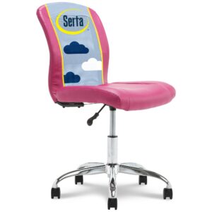 serta essential armless desk chair small taskchair with wheels, breathable mesh back, sertaquality foam cushion seat for comfort, functional, lightweight and versatile, task, pink