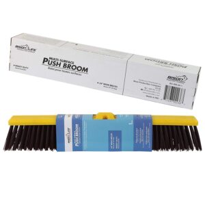 bison life multi surface push coarse polypropylene and polystyrene heavy-duty floor sweep broom, black