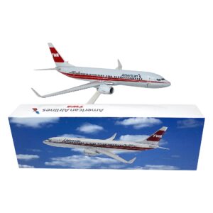 Flight Miniatures American TWA 737-800 1:200 Scale - Plastic Snap-Fit Model Airplane - Collectible Replica of American TWA Airlines Part #ABO-73780H-035