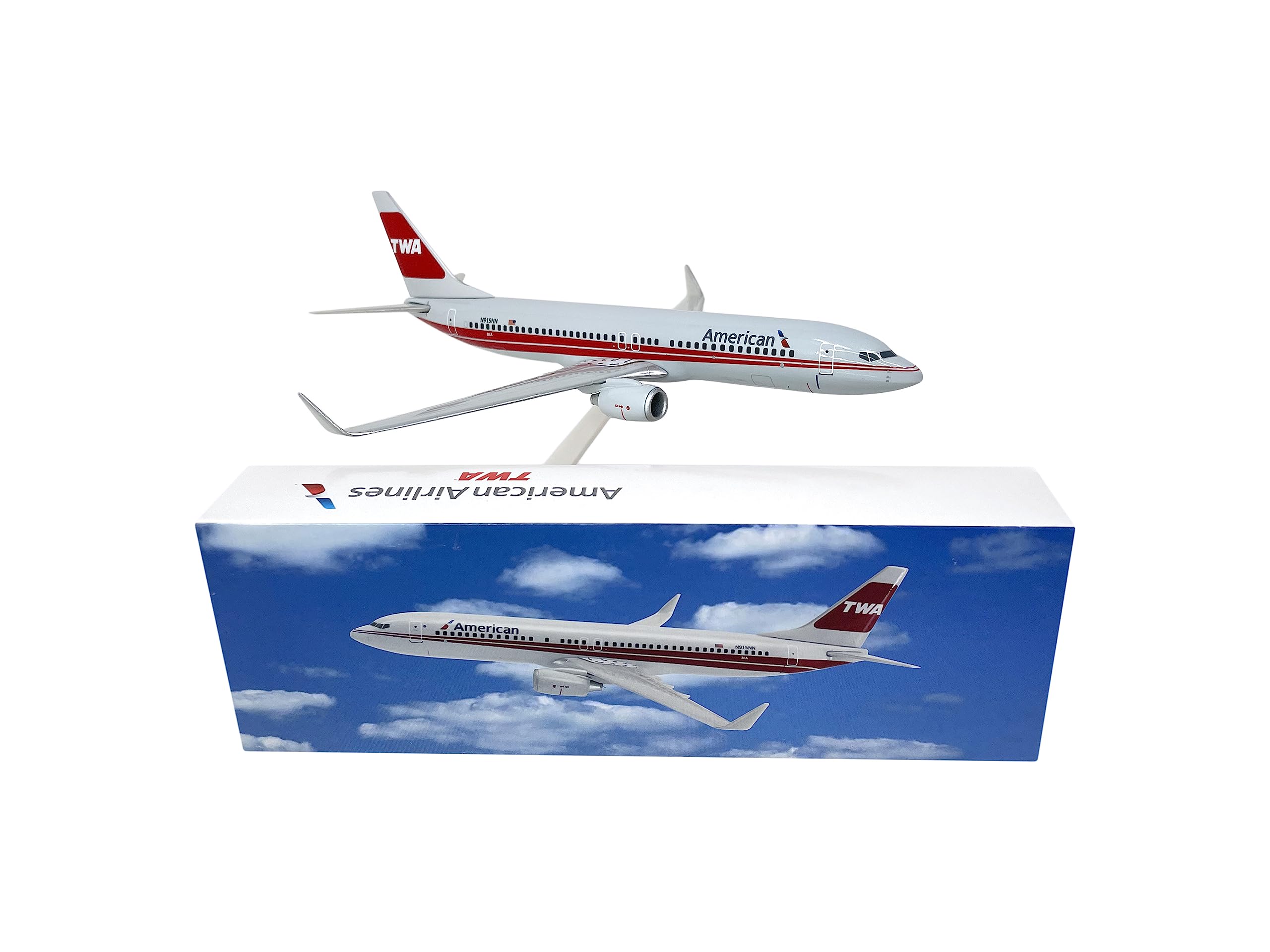 Flight Miniatures American TWA 737-800 1:200 Scale - Plastic Snap-Fit Model Airplane - Collectible Replica of American TWA Airlines Part #ABO-73780H-035