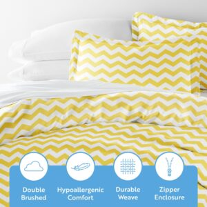 ienjoy Home Ultra Soft Arrow Patterned 3 Piece Duvet Cover Set, Twin, Yellow