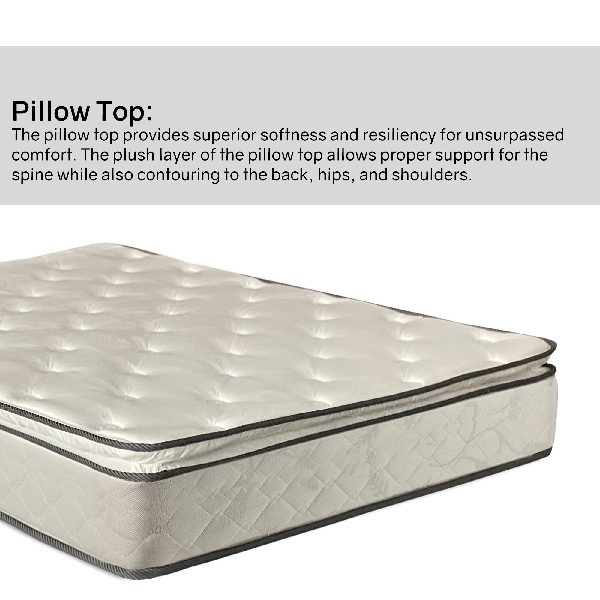 Spinal Solution 10-Inch Medium Plush Pillowtop Innerspring Mattress, Full XL, Beige