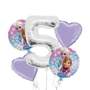 frozen balloon bouquet 5th birthday 5 pcs - party supplies