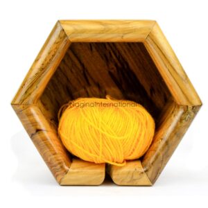 Nagina International Mahogany Handcrafted Premium Hexagonal Large Yarn Ball Storage Bowl | Skein Holder for Knitters | Knitting & Crocheting Art Craft Accessories (Large)