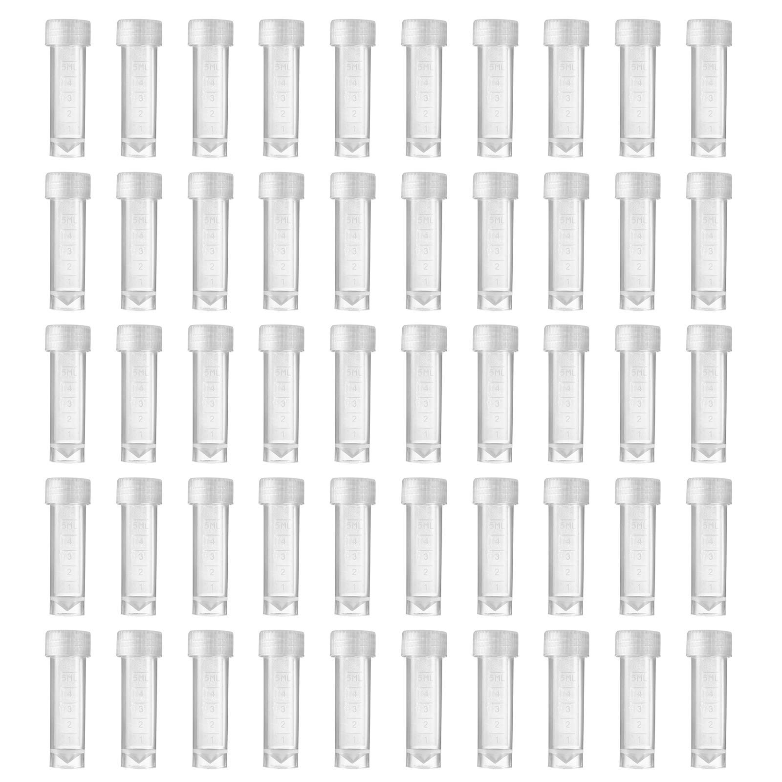 Eowpower 50 Pieces 5 ml Plastic Sample Bottle Vial Storage Container for Laboratory Lab