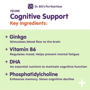 Dr. Bill's Feline Cognitive Support | Memory Support Supplement for Cats | Pet Supplement | Contains Gingko Biloba, L-Carnosine, Vitamin B-12, L-Glutamine, L-Tyrosine, and DHA