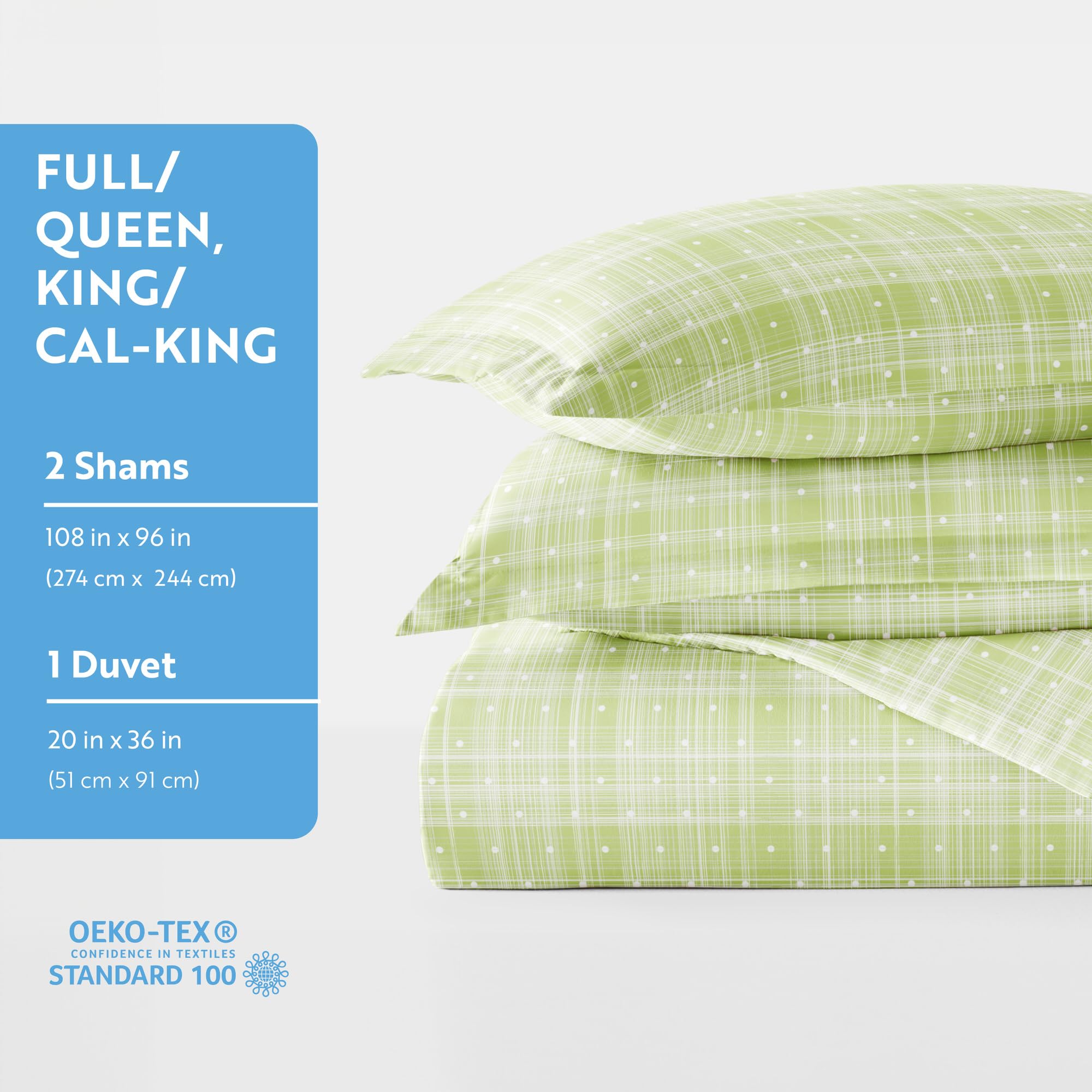 Simply Soft Ultra Soft Polkadot Patterned 3 Piece Duvet Cover Set, Queen, Moss