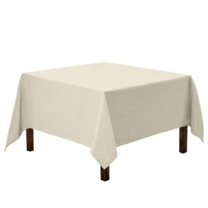 gee di moda square tablecloth - 52 x 52 inch ivory table cloth for small square or round tables - heavy duty washable fabric - for buffet table, holiday party, dinner, wedding & baby shower