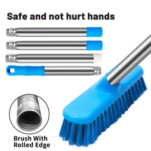 MEIBEI Floor Scrub Brush with Adjustable Long Handle-57 inch, Stiff Bristle Grout Brush Tub and Tile Brush for Cleaning Bathroom, Patio, Kitchen, Wall and Deck