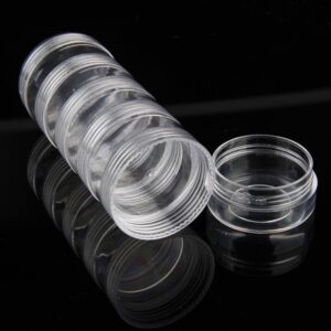 TDOTM 5 Layer cylinder Stackable Transparent Round PS Plastic Storage Container Box Super Clear Accessories Organizer Box for Beads Crafts Other Small Items (3 Column Combination Sale)…