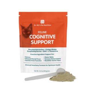 dr. bill's feline cognitive support | memory support supplement for cats | pet supplement | contains gingko biloba, l-carnosine, vitamin b-12, l-glutamine, l-tyrosine, and dha