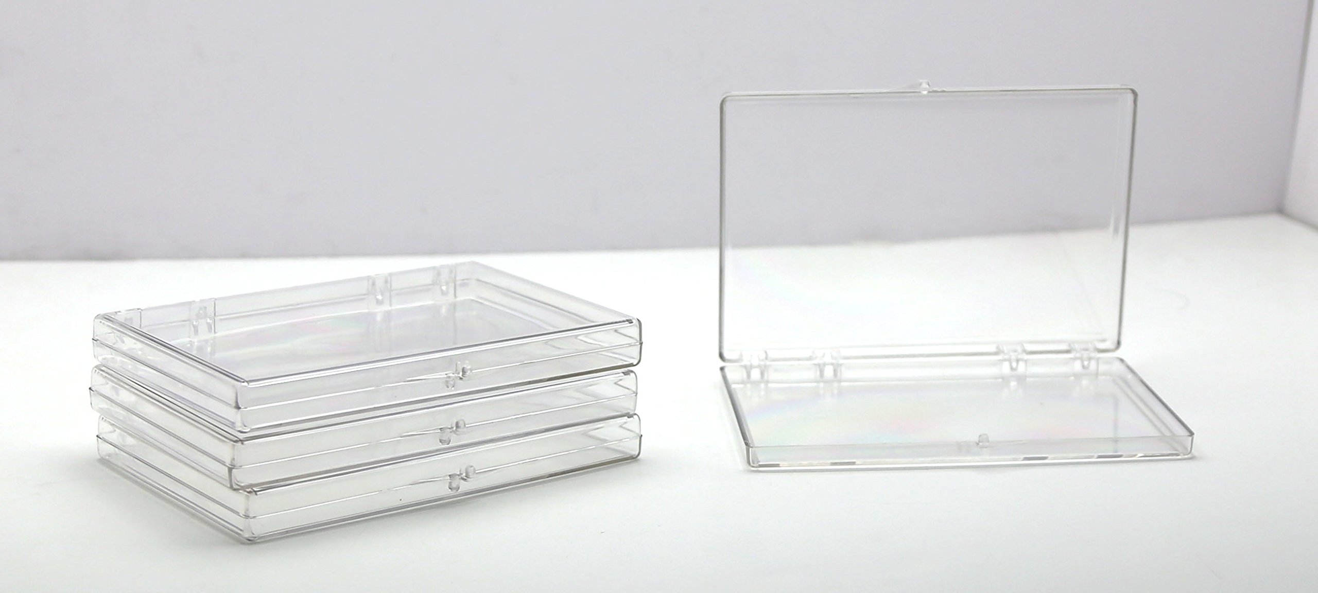 Clear Hinged Plastic Box 6" L x 4" W x 1/2" H - 4 Pieces Per Pack