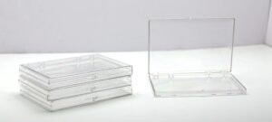 clear hinged plastic box 6" l x 4" w x 1/2" h - 4 pieces per pack