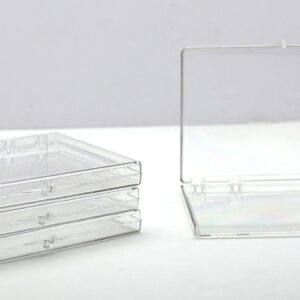 Clear Hinged Plastic Box 6" L x 4" W x 1/2" H - 4 Pieces Per Pack