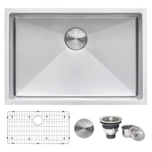 ruvati 28-inch undermount 16 gauge tight radius stainless steel kitchen sink single bowl - rvh7250