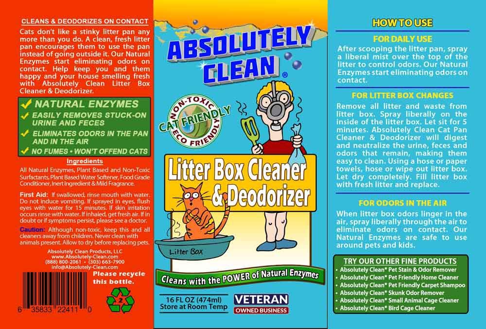 Absolutely Clean Litter Box Cleaner and Odor Eliminator, Eliminate Odors Quickly, Neutralizes Urine and Feces Odors in The Air and The Box, Make Litter Last Longer