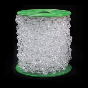 FQTANJU 200 Ft Acrylic Crystal Clear Beads String Roll, 8mm and 3mm Mixed, Party Garland Wedding Centerpieces Bridal Bouquet Crafts Decoration 60M