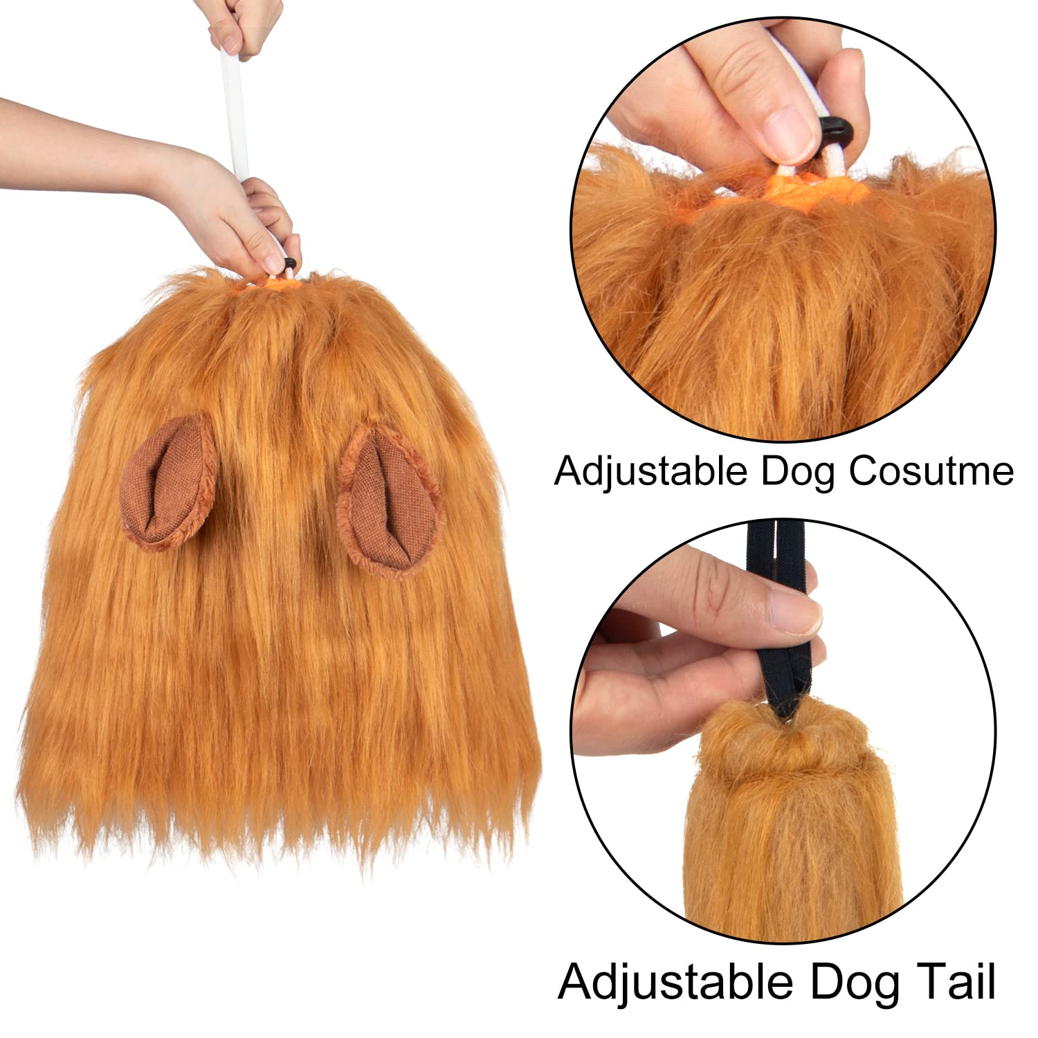 CPPSLEE Lion Mane for Dog Costumes, Dog Lion Mane, Realistic Lion Wig for Medium to Large Sized Dogs, Large Dog Halloween Costumes, Lion Mane for Dog, Halloween Costumes for Dogs (Brown)