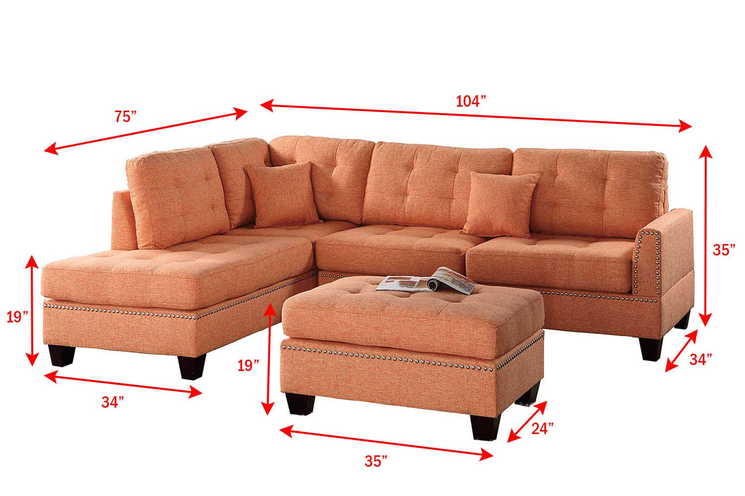 Poundex PDEX- Upholstered Sofas/Sectionals/Armchairs, Citrus