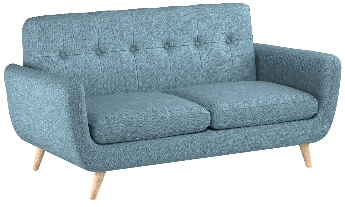 Christopher Knight Home Josephine Mid-Century Modern Petite Fabric Sofa, Blue / Natural