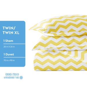 ienjoy Home Ultra Soft Arrow Patterned 3 Piece Duvet Cover Set, Twin, Yellow