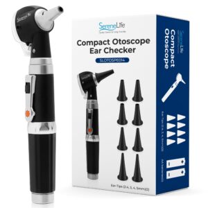 serenelife fiber optic otoscope/auriscope | home ear inspection tool diy, 3x magnification, bright led, includes reusable ear tips, travel case, battery operated | for all ages & pets