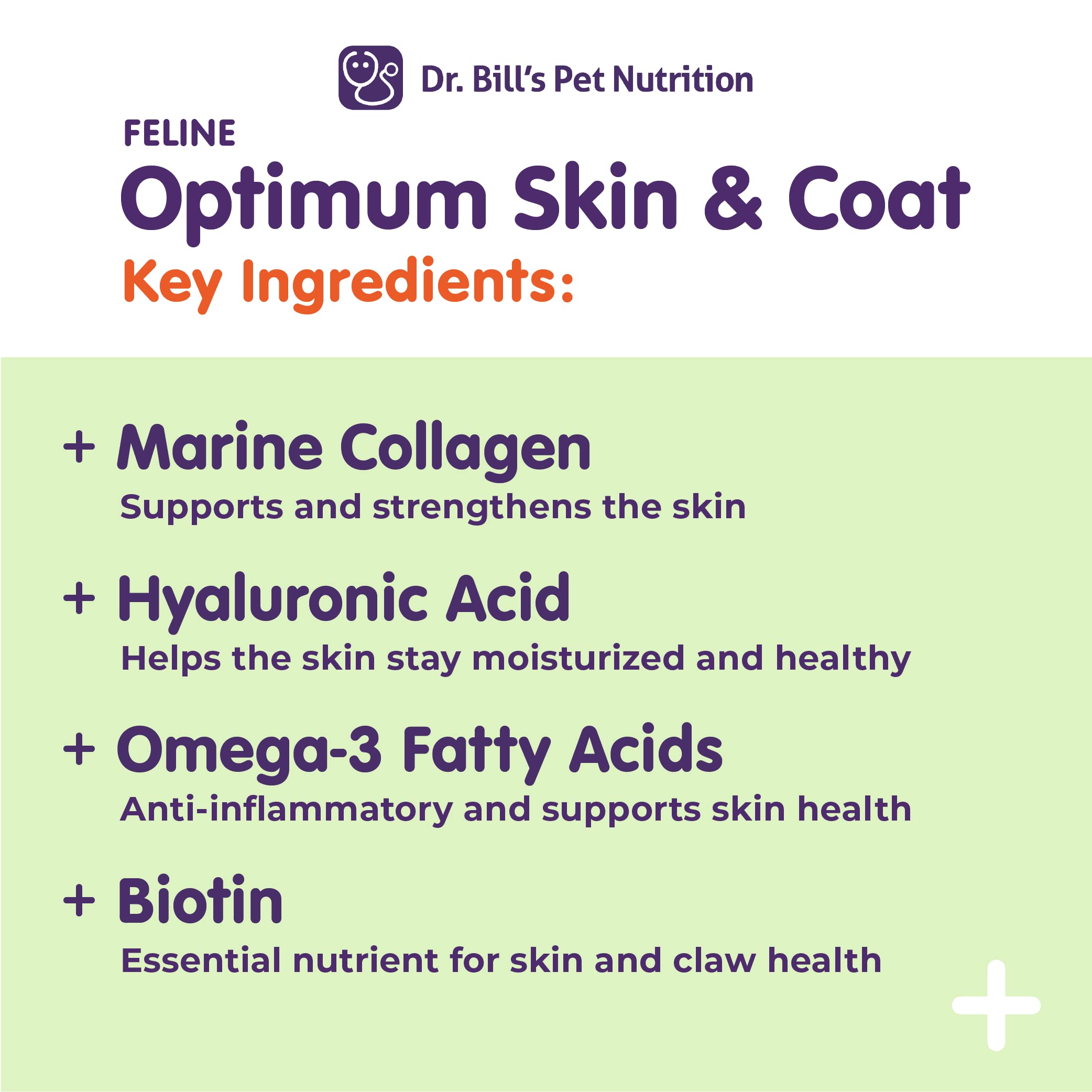 Dr. Bill’s Feline Optimum Skin & Coat – Fish Oil Omega-3 Fatty Acids for Cats Healthy Fur | Reduce Shedding and Hairballs with Biotin, Type I & III Marine Collagen, Hyaluronic Acid, & Folic Acid