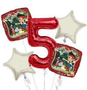 jake and the neverland pirates balloon bouquet 5th birthday 5 pcs - party supplies