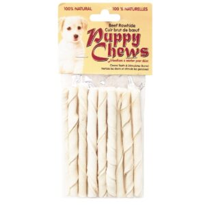 funchew pp-010871 natural flavor 5" rawhide puppy or small dog twisted chew (20 pack), small