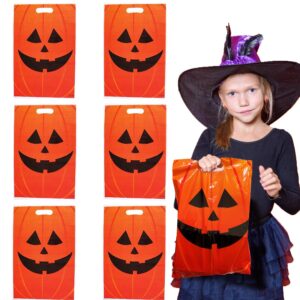 giftexpress 50 pieces 11" x 17" jack o lantern trick or treat bag, halloween trick or treat bag, halloween party goody bags, jack o lantern plastic bags bags, halloween goodie bags