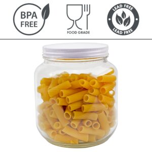 Cornucopia Brands Clear Half Gallon Wide-mouth Glass Jars (Metal Lids, 2-Pack), 64-Ounce / 2-Quart Capacity w/Metal Lids, BPA-Free