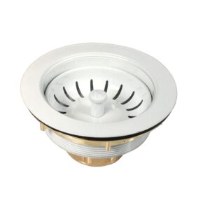 Keeney K1439WH Deep Thread Cast Brass Kitchen Sink Strainer, 3.5-Inch Opening, White