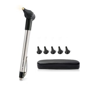 serenelife compact fiber optic otoscope - digital bright led ear light design & 3x magnification with travel case - washable speculum tip - slotospe02,black