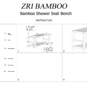 New Ridge Home Goods NewRidge Home Natural Bamboo Shower Seat, Shaving Stool, Spa Bath Bench with Storage Shelf