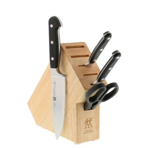 zwilling professional s 5-piece razor-sharp german studio block knife set, made in company-owned german factory with special formula steel perfected for almost 300 years, dishwasher safe