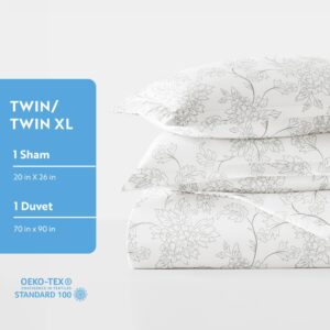 Simply Soft Duvet Cover Set Vine Patterned, Twin, Gray (SS-DUV-Vine-Twin-GR)