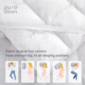 puredown® Premium White Goose Overfilled Bed Topper 100% Cotton Fabric Mattress Pad, King, Alternative and Feather