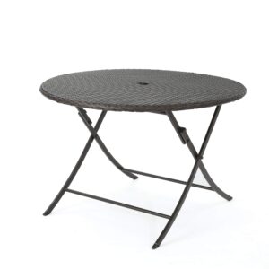 christopher knight home riad outdoor wicker circular dining table, multibrown